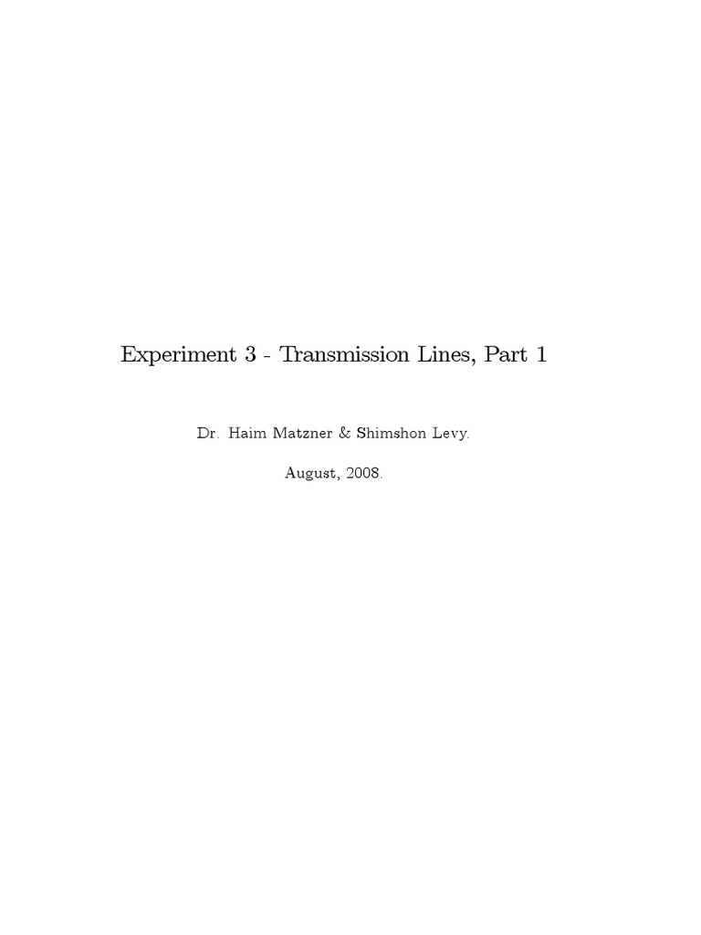 Experiment 3 - Transmission Lines, Part 1 | PDF | Transmission Line ...