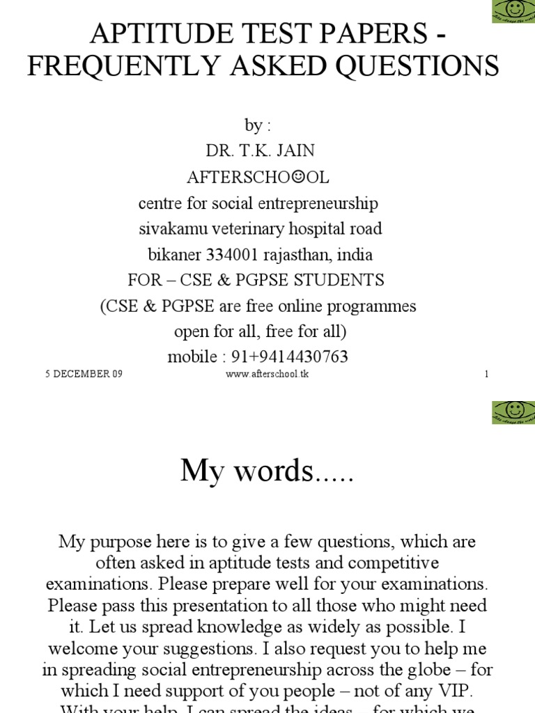 Aptitude Test Papers | PDF | Speed | Circle