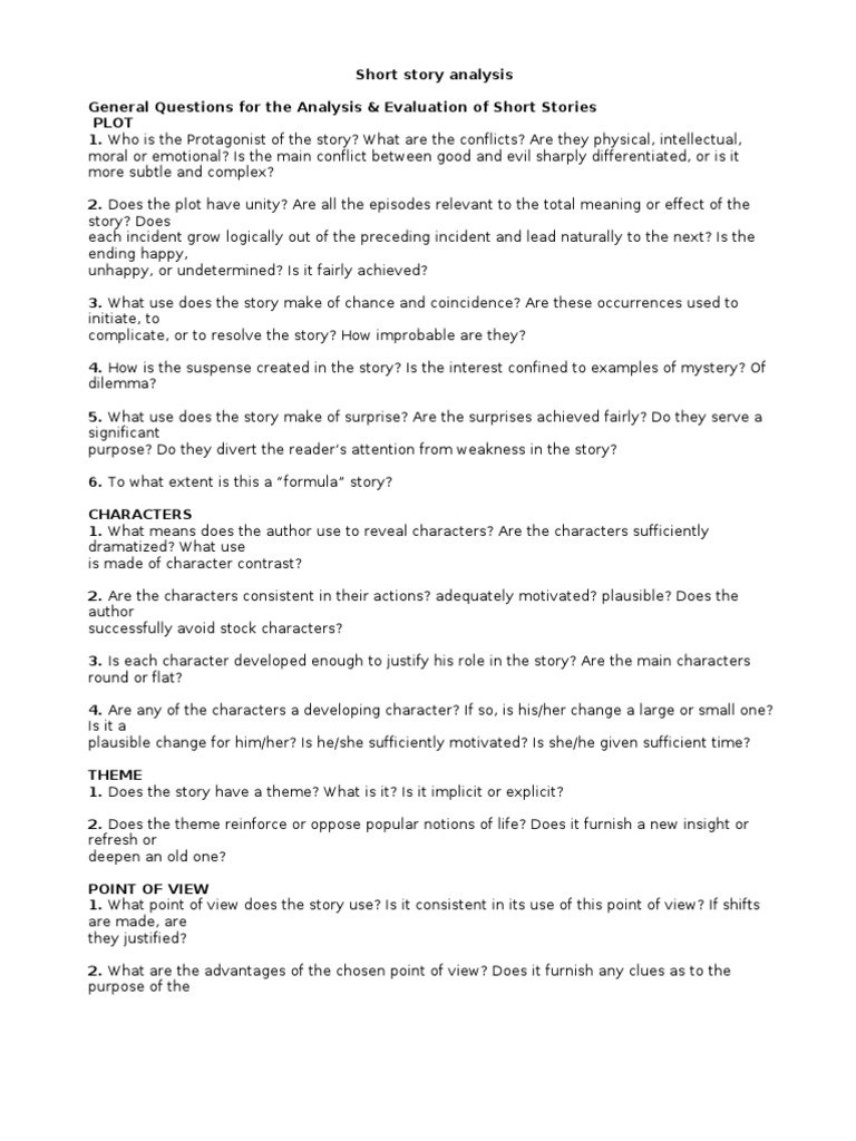 Short Story Analysis | PDF