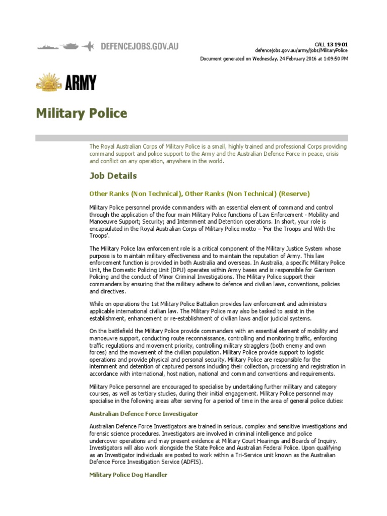Military Police | PDF | Military Police | Corporal