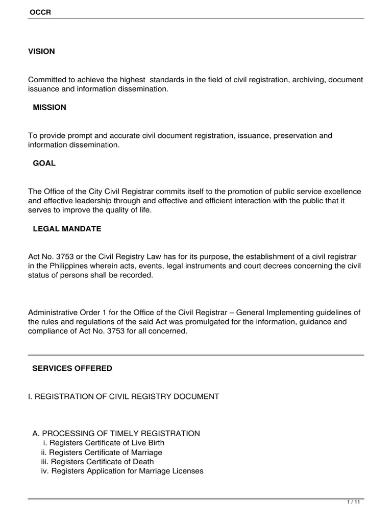 Requirements of Updating of Civil Registry Records | PDF | Birth ...
