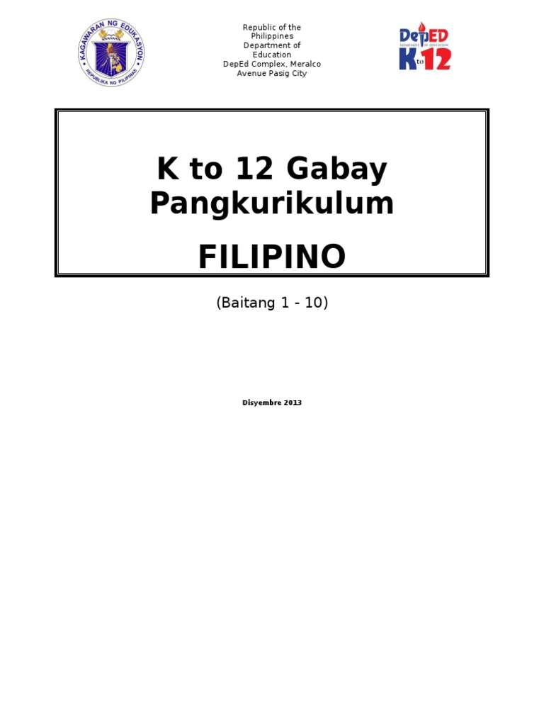 Filipino Curriculum Guide K 12
