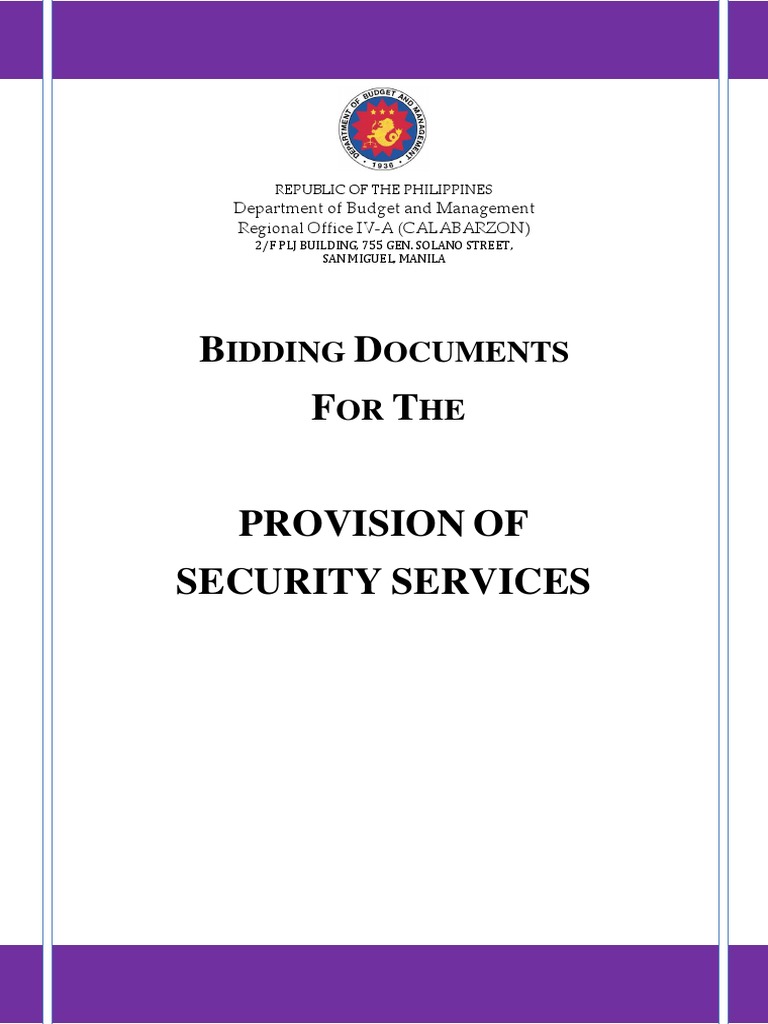 Bidding Documents For The Provision of Security Services | PDF | Business | Government