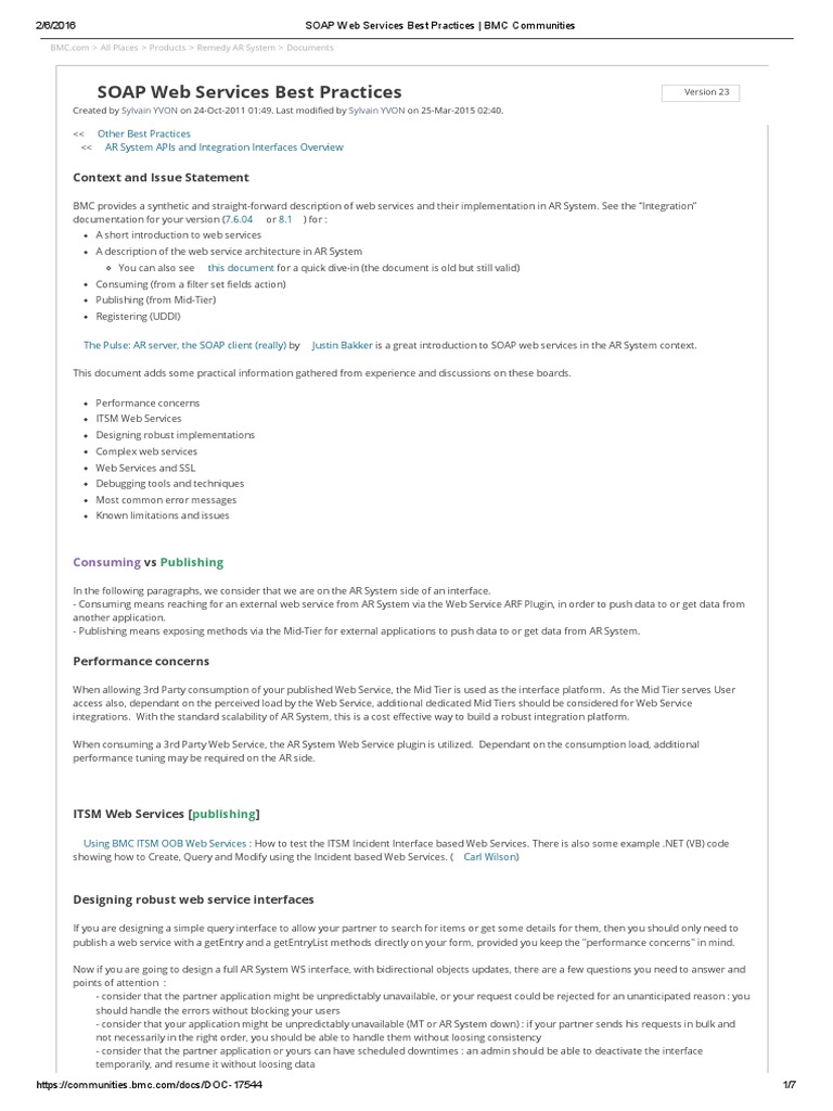 SOAP Web Services Best Practices - BMC Communities | PDF | Web Server ...