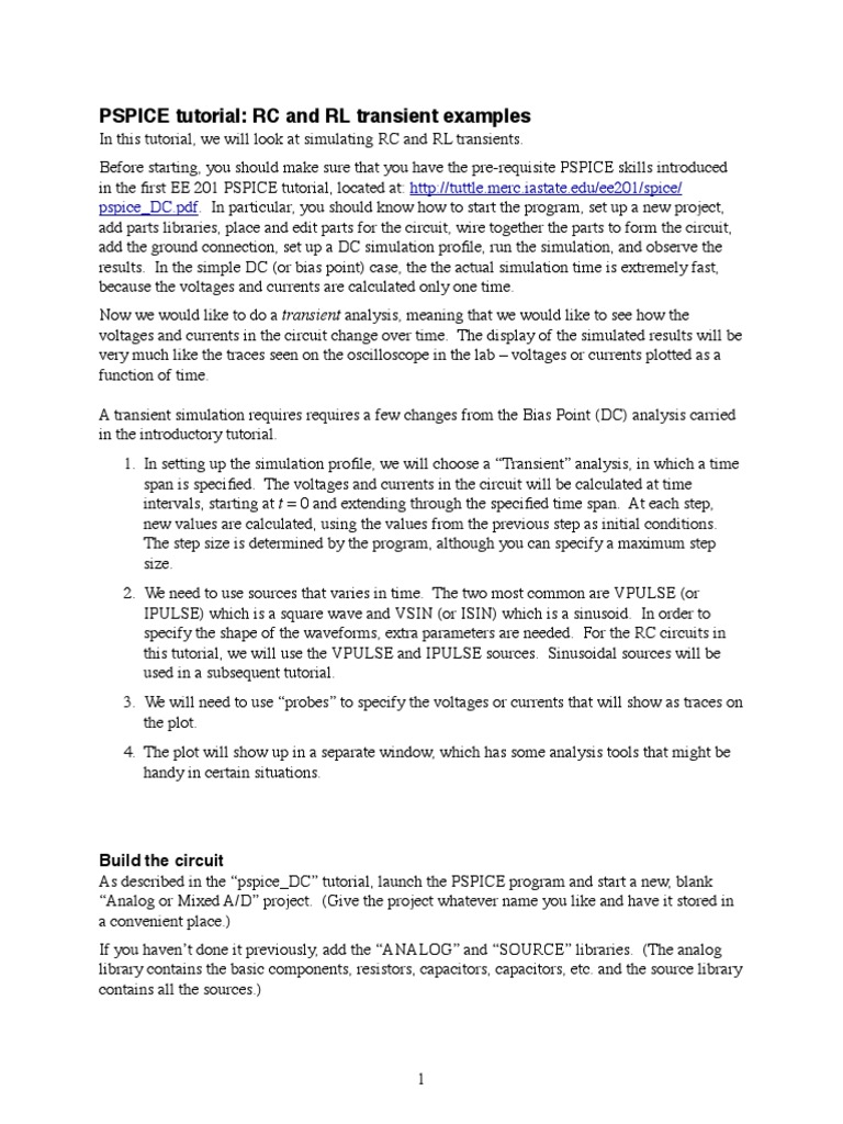 Pspice Transient | Download Free PDF | Electrical Network | Electronics