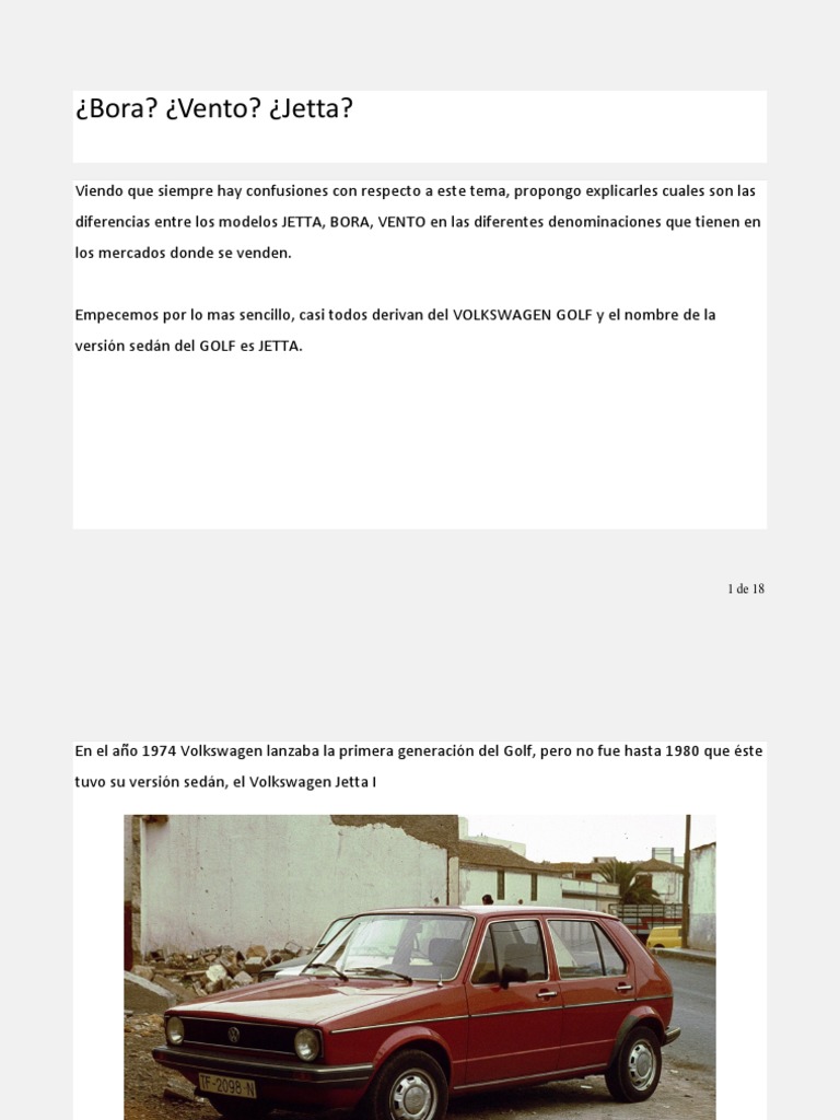 Diferencias entre Bora, Jetta y Vento | PDF | Volkswagen | Autos de ...