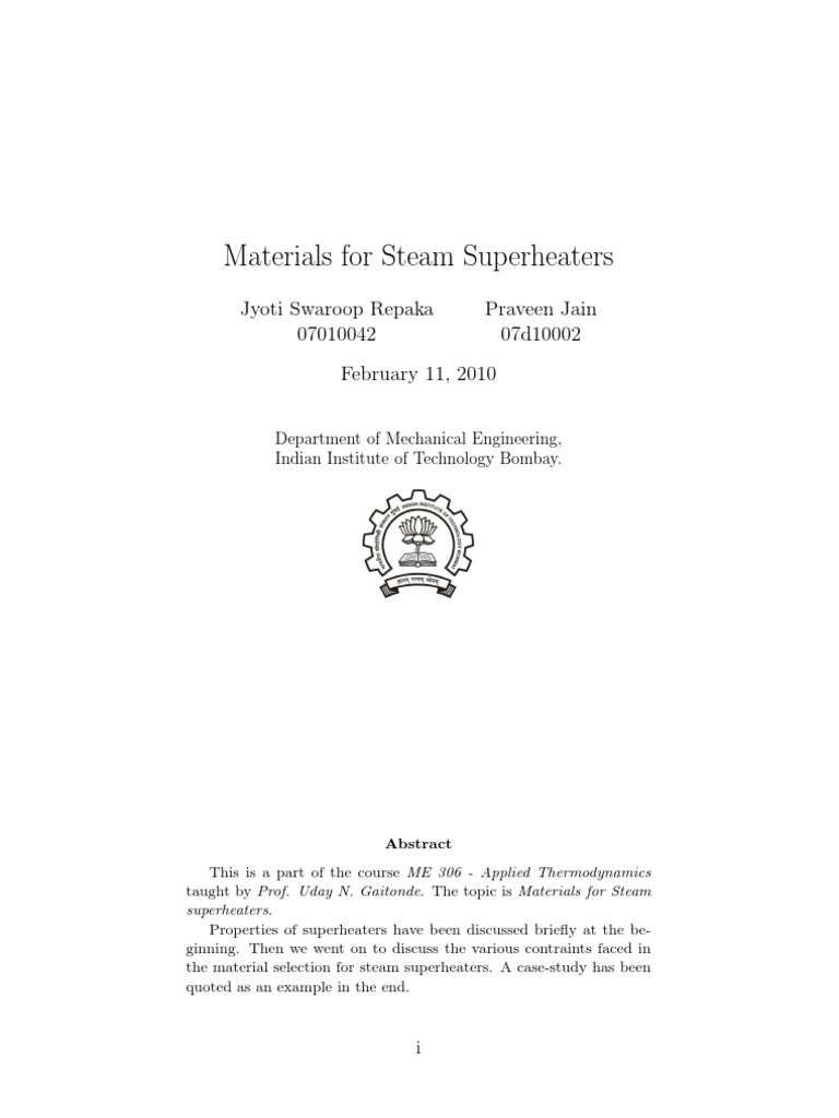 Materials for Steam Superheaters | PDF | Chemistry | Materials