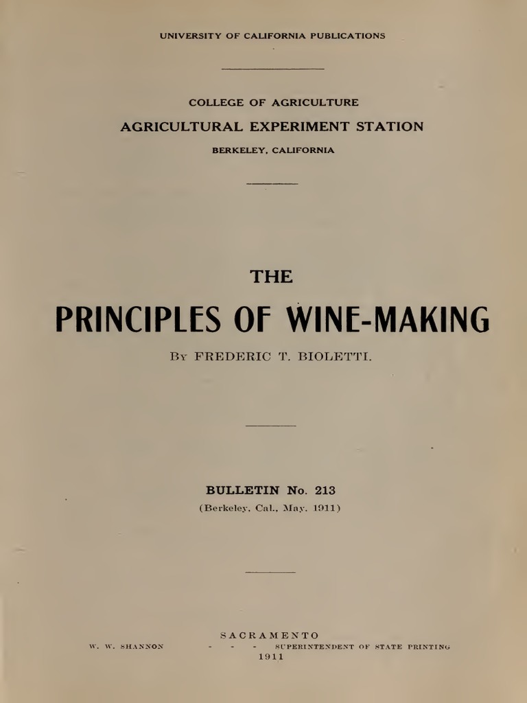 The Principles of Wine Making - Frederic T. Bioletti | PDF | Winemaking | Fermentation In Winemaking