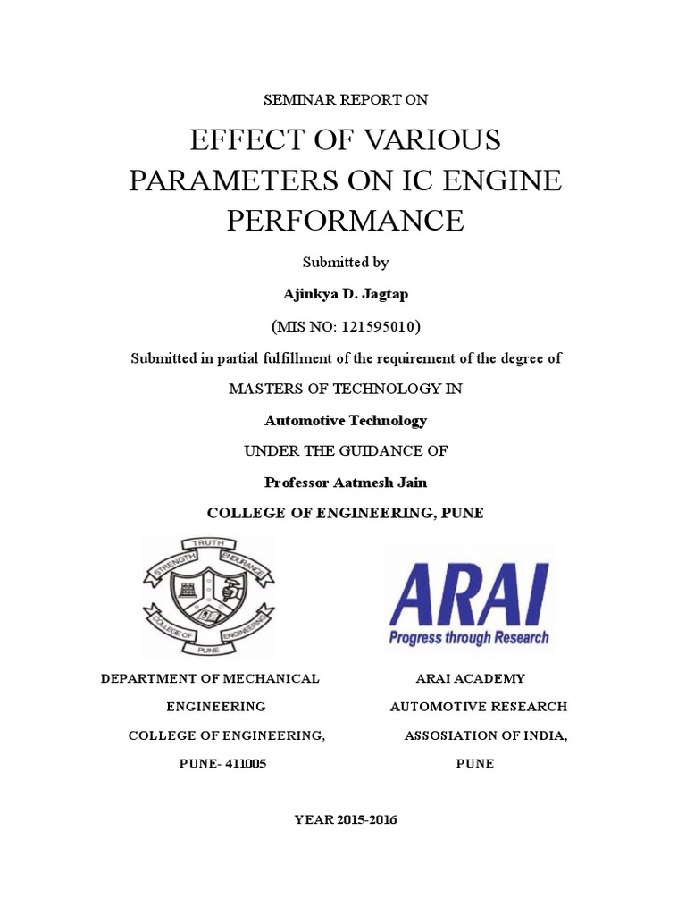 Effect of Various Parameters On Performance of IC Engine | PDF ...