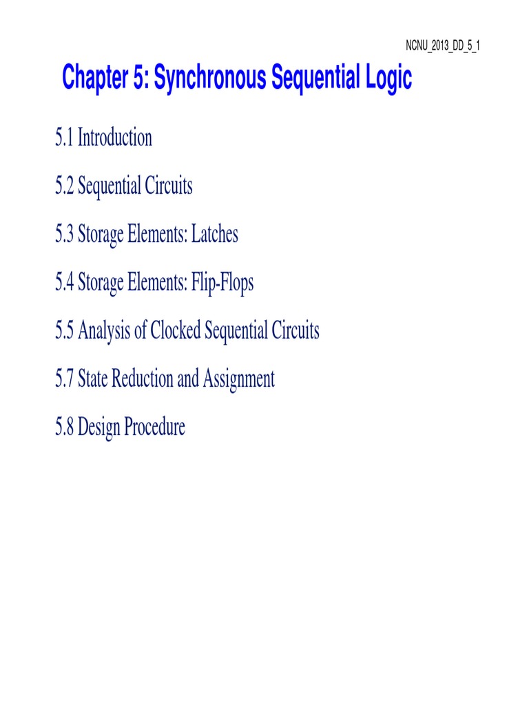 Intro to Synchronous Sequential Logic & Storage Elements | PDF | Logic Gate | Electronic Circuits