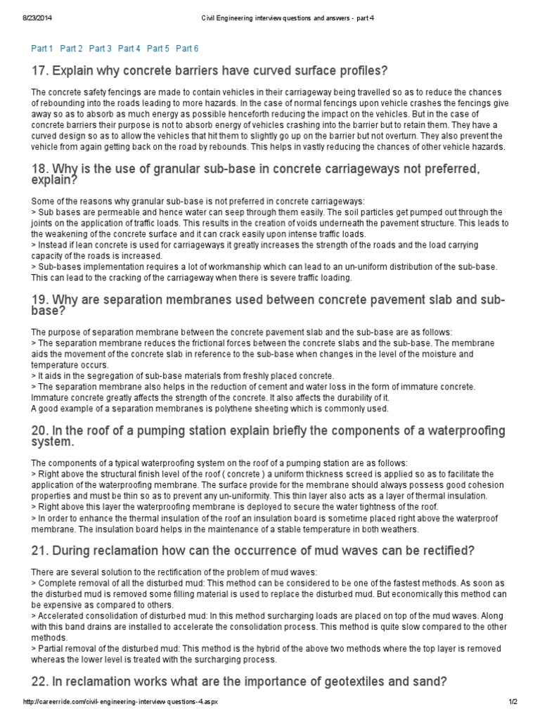 Civil Engineering Interview Questions and Answers - Part 4 PDF | PDF ...