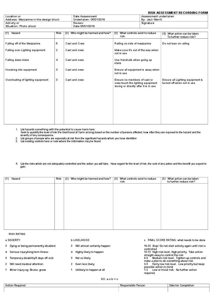 Risk Assessment Template | PDF