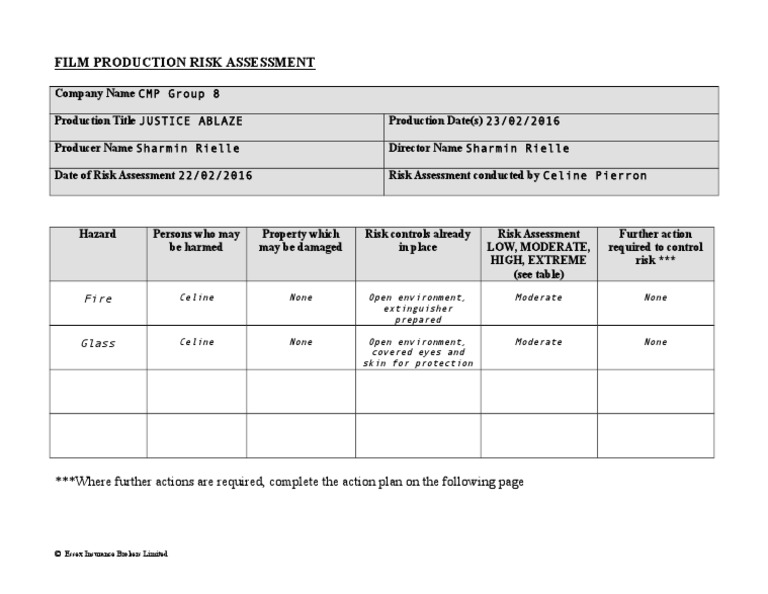 Risk Assesment Form Final | PDF