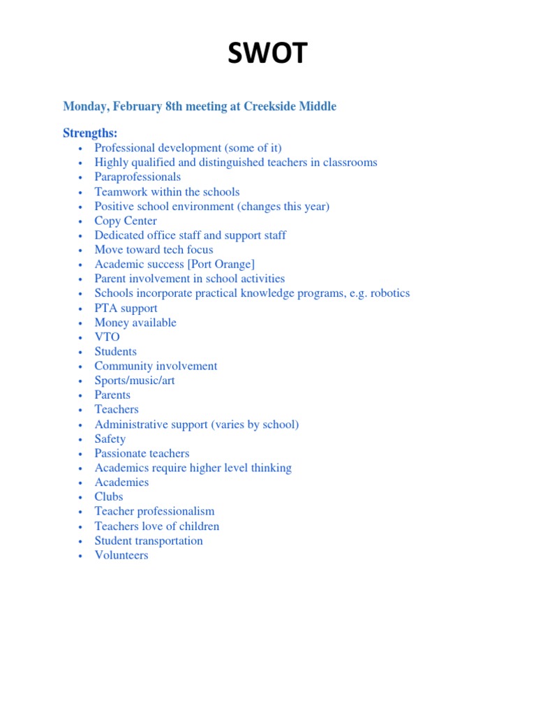 SWOT All 3 Meetings | PDF