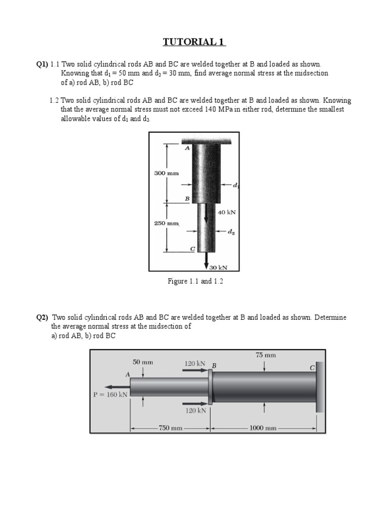 Chapter 1 Stress Problems | PDF | Stress (Mechanics) | Strength Of ...