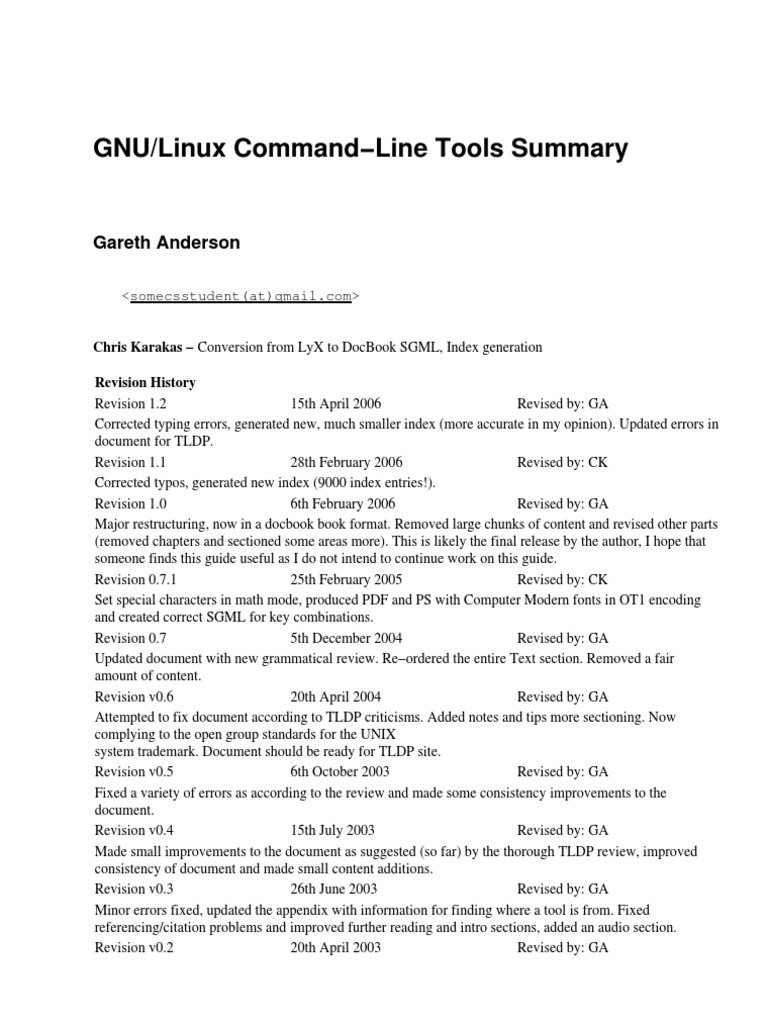 Gnu Linux Command Line Tools Summary Pdf