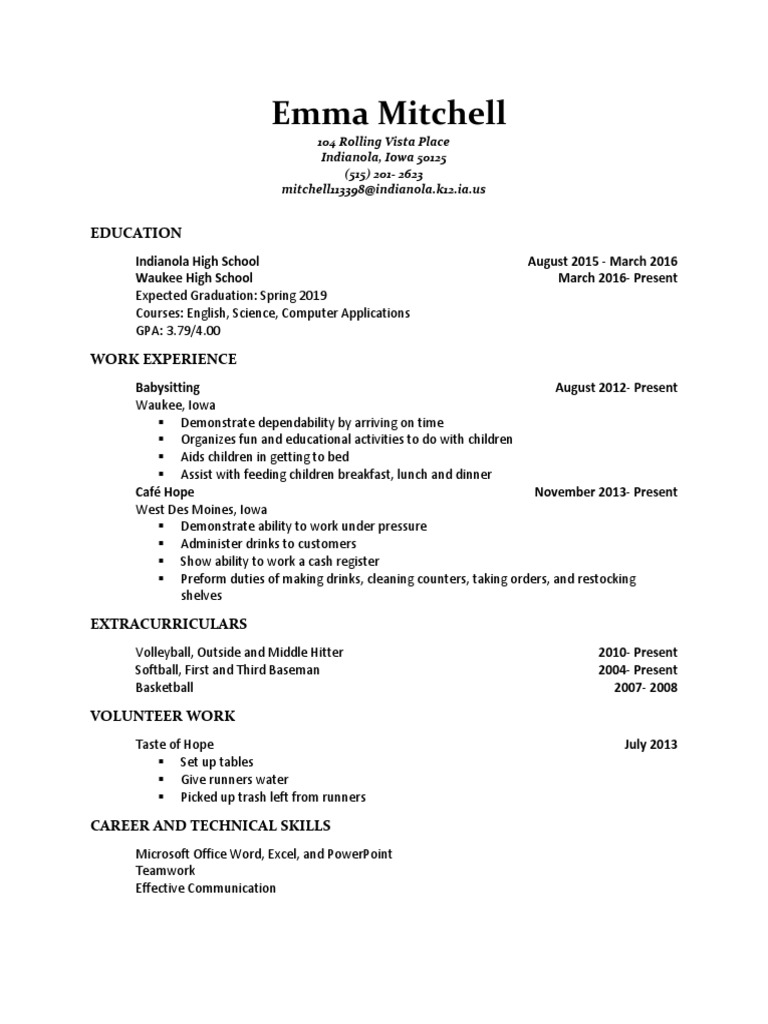 Emma Mitchell's Resume Overview | PDF | Wellness