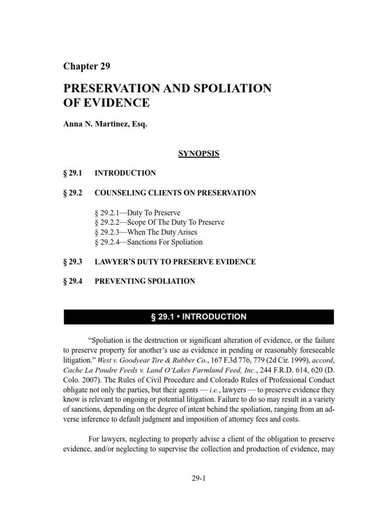 Spoliation and Evidence Preservation Guide | PDF | Lawsuit | Discovery ...