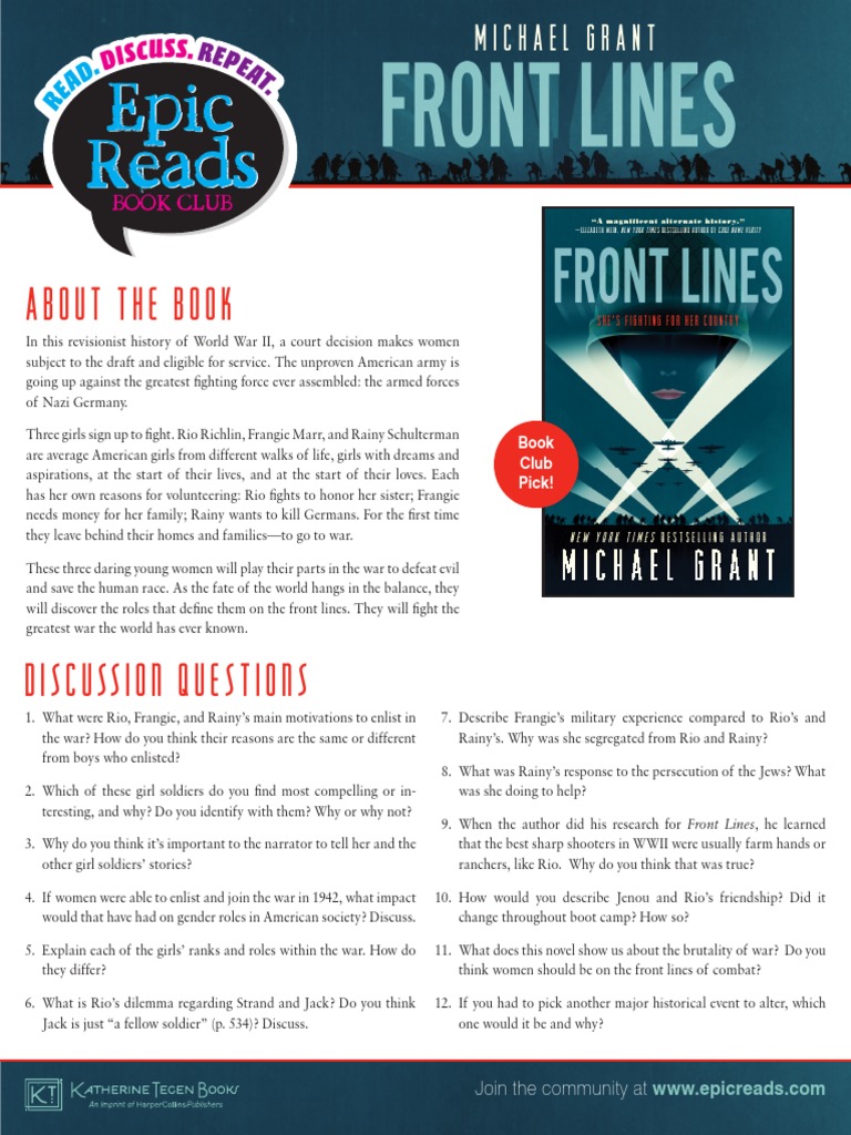 Book Club Guide: FRONT LINES by Michael Grant | PDF | Military | Unrest