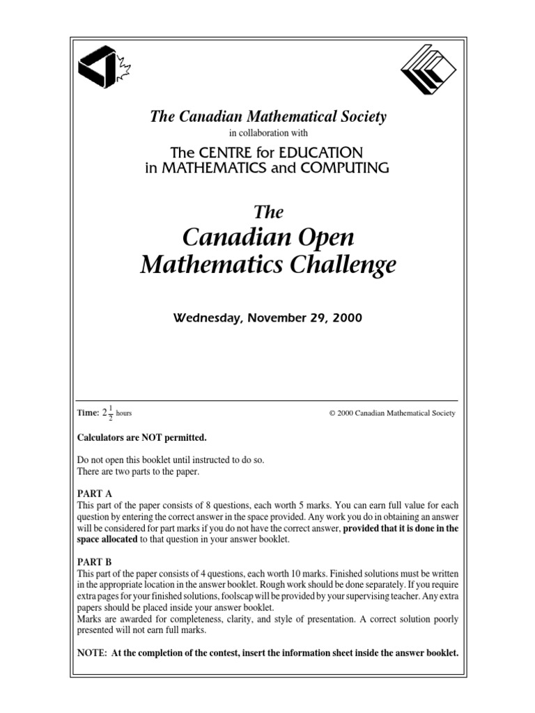 Canadian Open Mathematics Challenge: The Canadian Mathematical Society ...