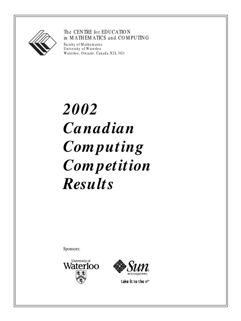 2002 Canadian Computing Competition Results: The Centre For Education ...