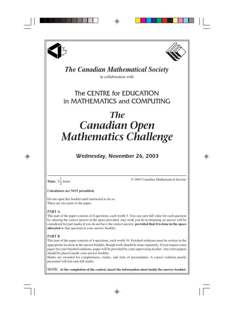 Canadian Open Mathematics Challenge: The Canadian Mathematical Society ...