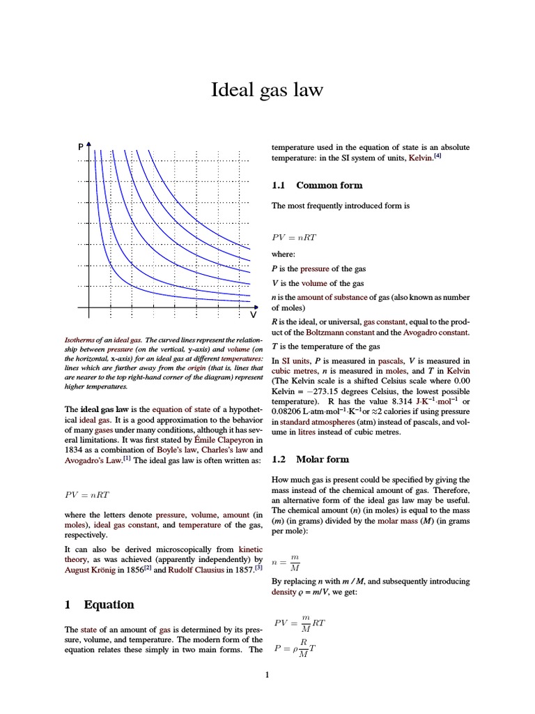 Ideal Gas Law | PDF | Gases | Phases Of Matter