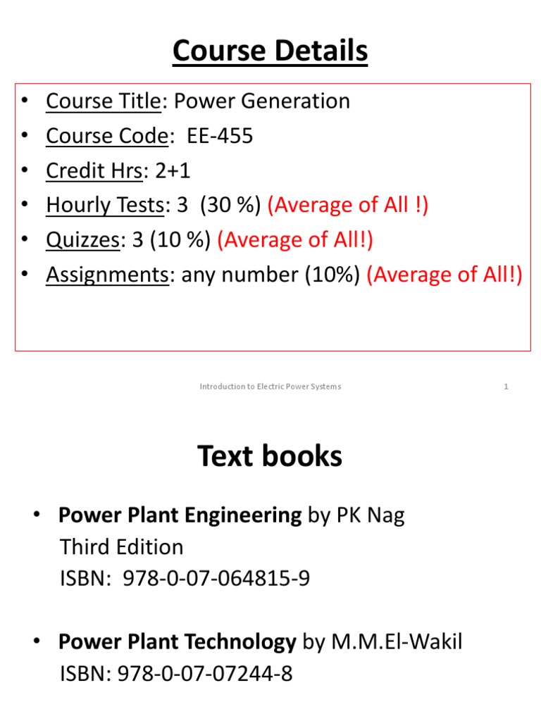 Lecture-1 Introduction To Power Generation and Electrical Power Systems ...