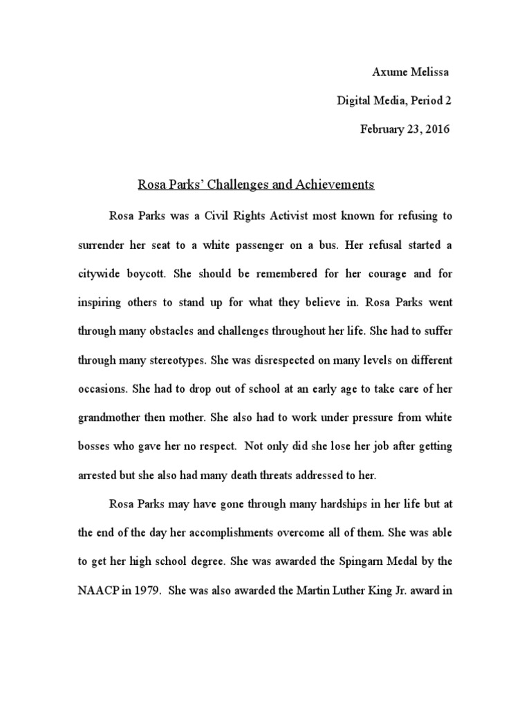 Rosa Parks: Challenges and Triumphs | PDF