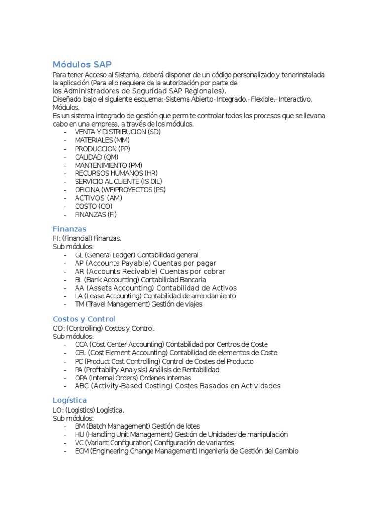 Manual SAP Modulo PM Mantenimiento de Plantas - General | PDF | Sap Se ...