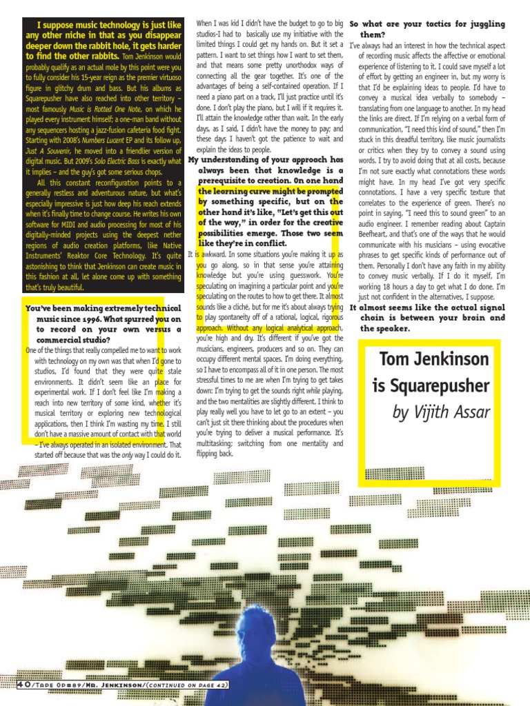 Tom Jenkinson on his 15-year career as Squarepusher and solo electric ...