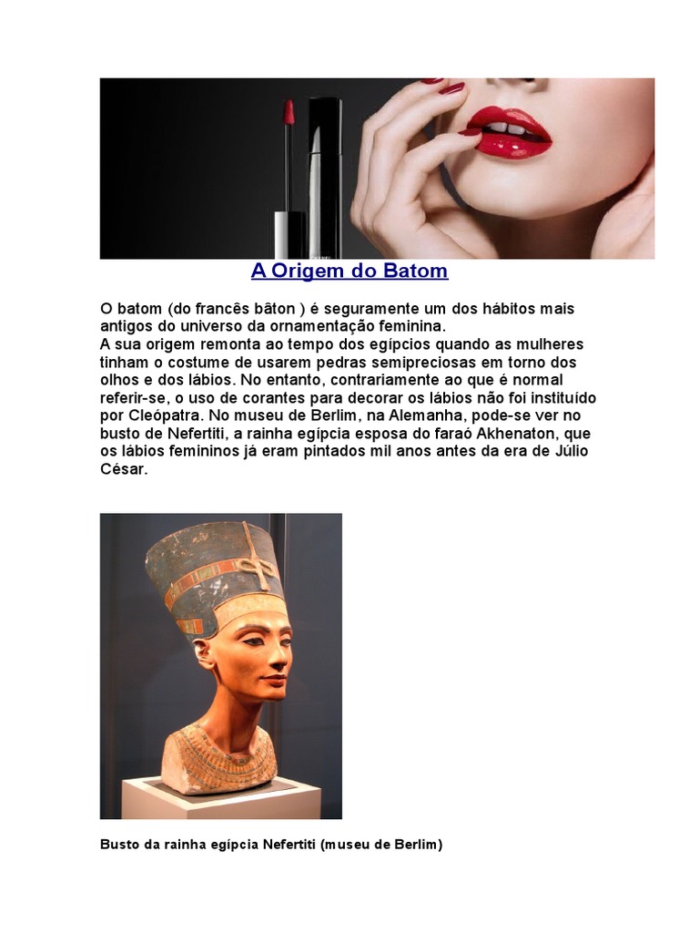 A Origem Do Batom | PDF | Tatuagem | Tomar banho
