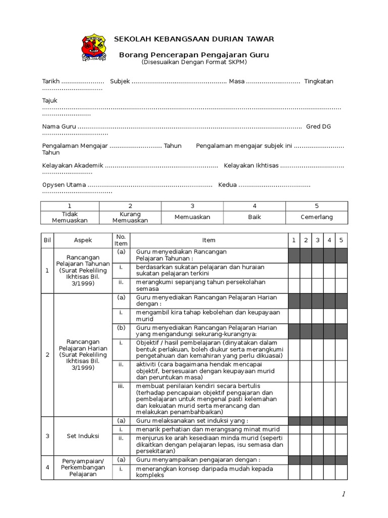 Contoh Borang Set Soalan Pembelajaran - ElishaatMccarty