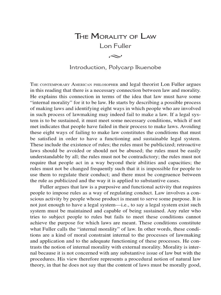 Fuller's Eight Principles of Law | PDF | Jurisprudence | Morality