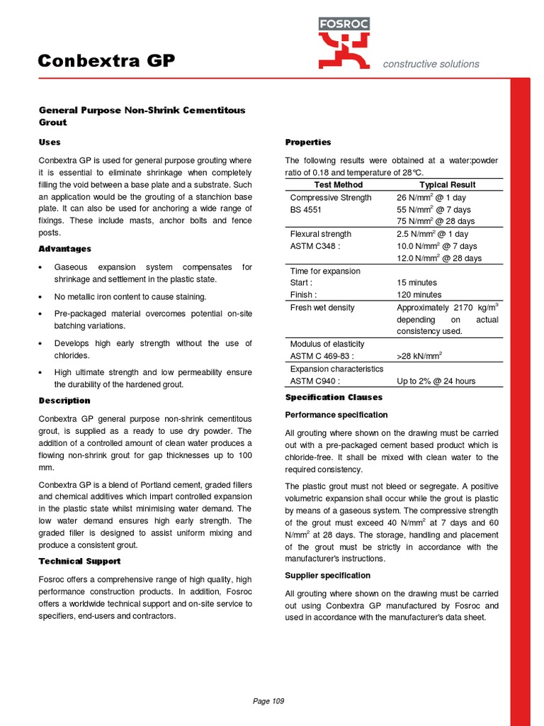 Datasheet File - Conbextra GP | Download Free PDF | Concrete | Pump