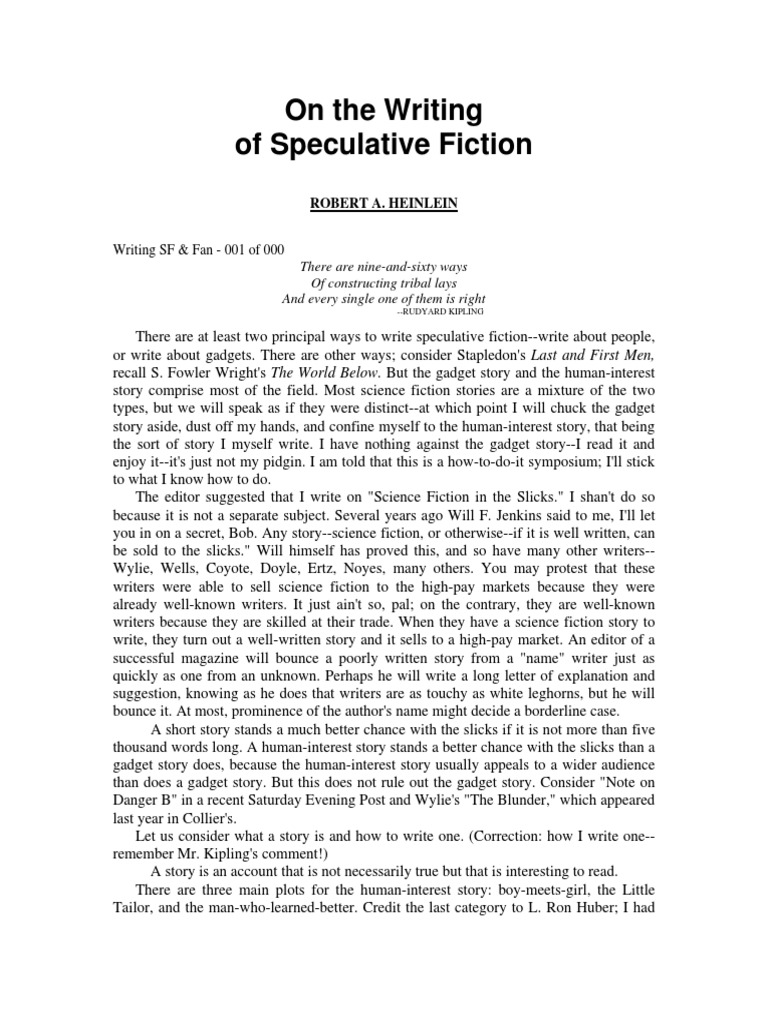 Writing SF - 01 On The Writing of Speculative Ficiton | PDF | Science ...