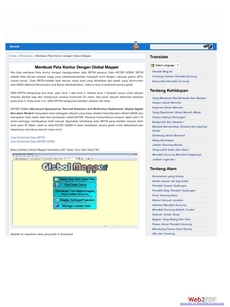 Membuat Peta Kontur Dengan Global Mapper | PDF