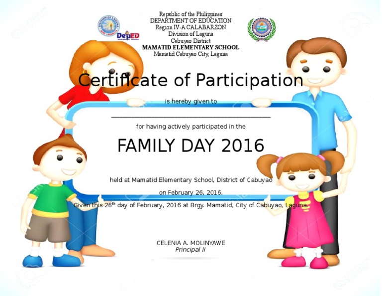 Family Day Certificate | PDF