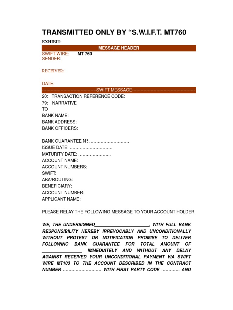 Text MT760 | PDF | Guarantee | Payments