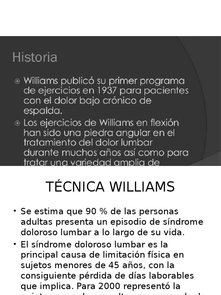 Técnica Williams | PDF | Dolor lumbar | Dolor