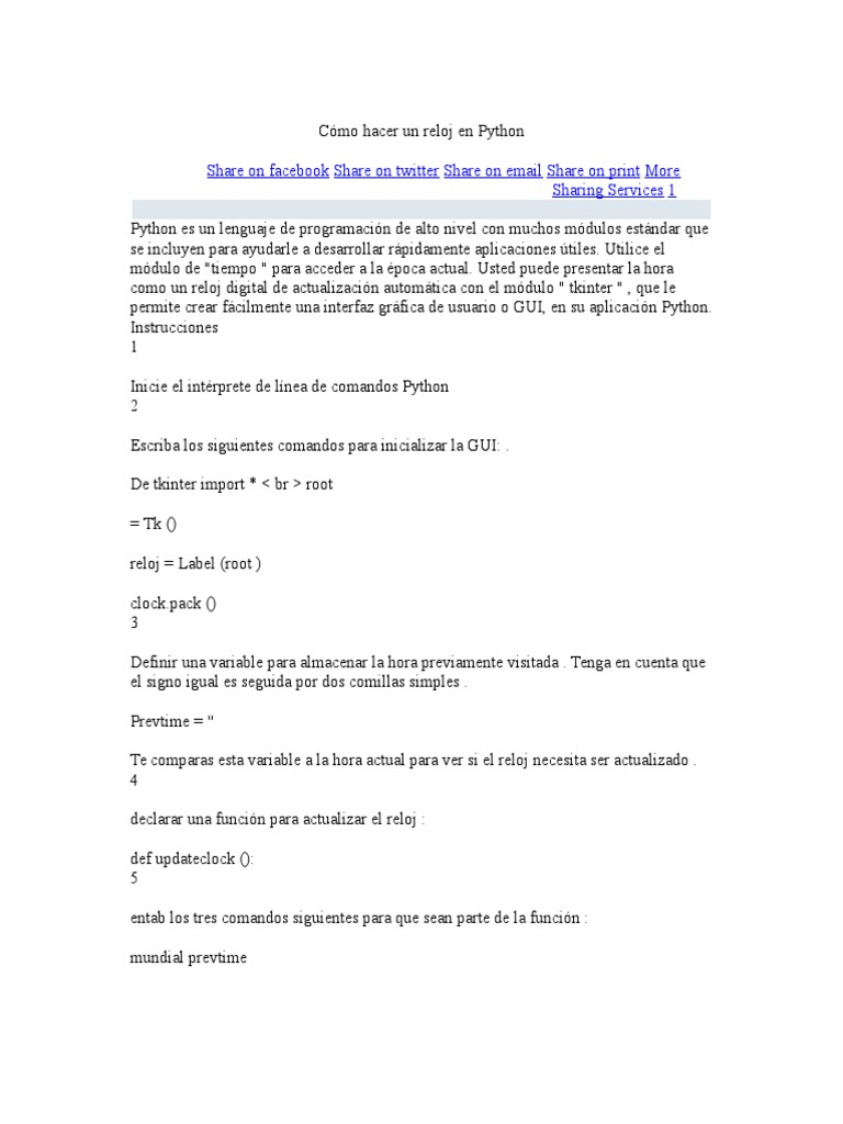 Cómo Hacer Un Reloj en Python | PDF | Métodos y materiales de enseñanza ...