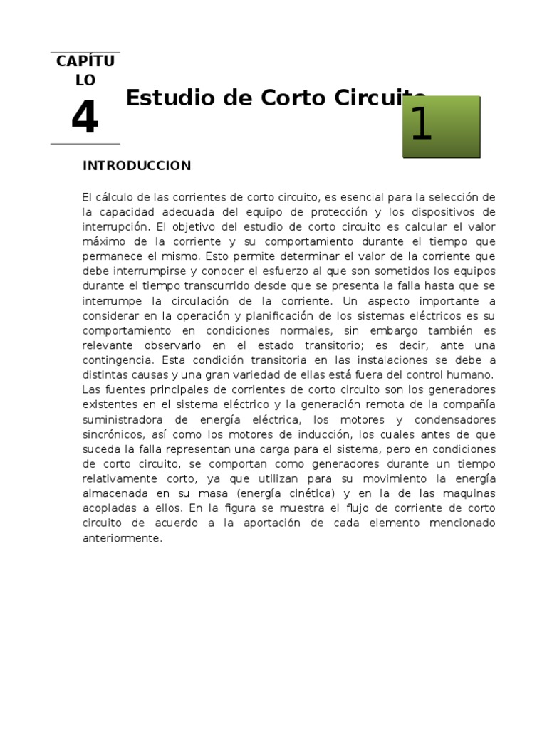 Estudio de Corto Circuito | PDF | Impedancia eléctrica | Corriente ...