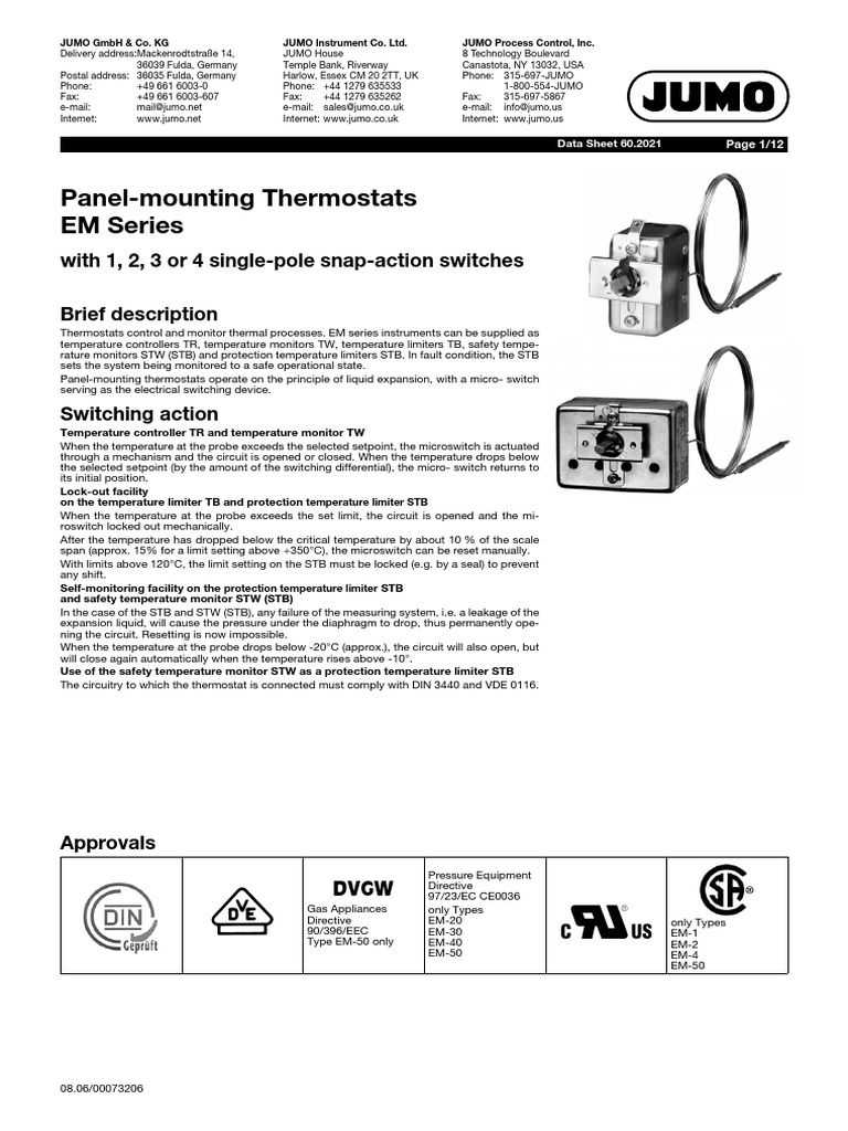 Jumo 60.2021 | PDF | Switch | Thermostat