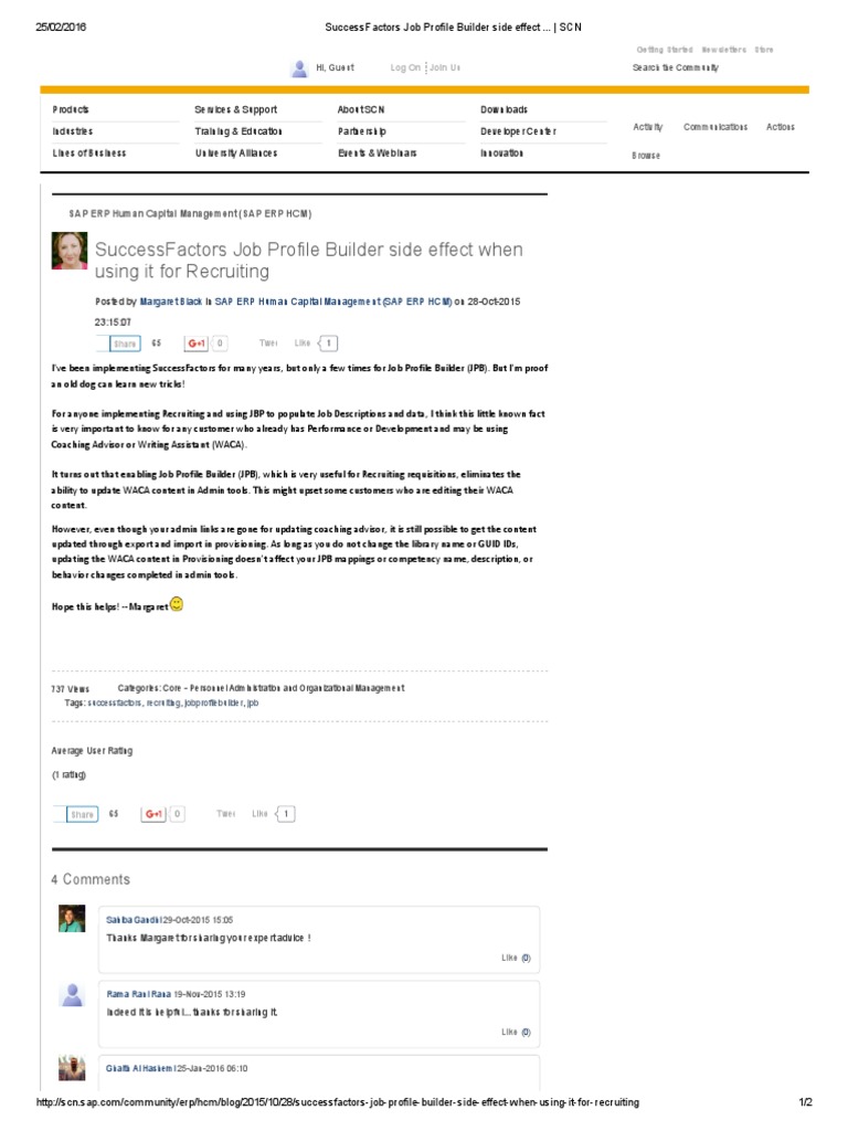 SuccessFactors Job Profile Builder Side Effect .. | PDF | Sap Se ...