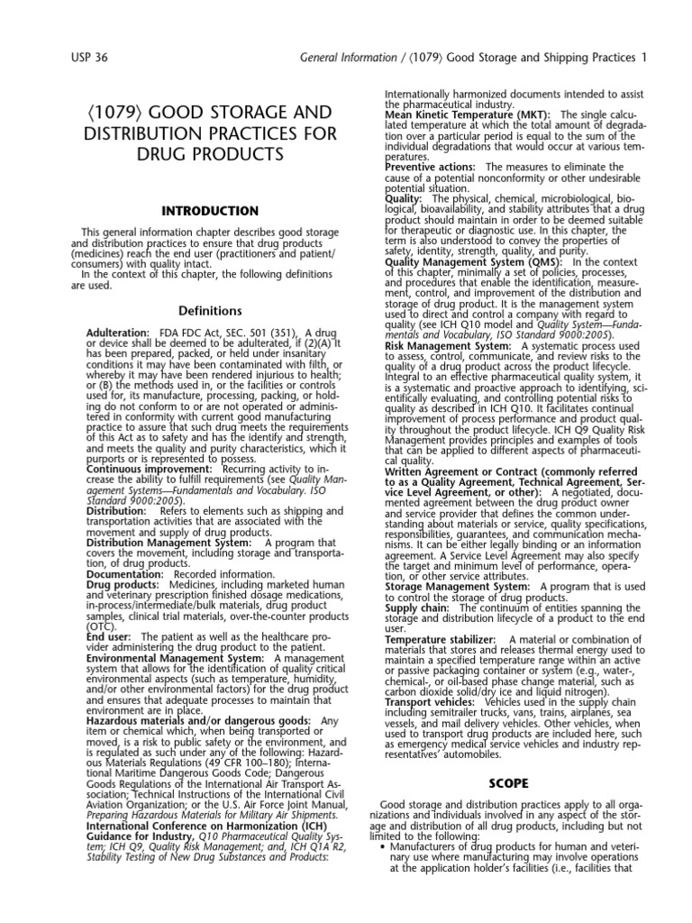 Good Storage and Shipping Practices USP 39 | PDF | Packaging And ...