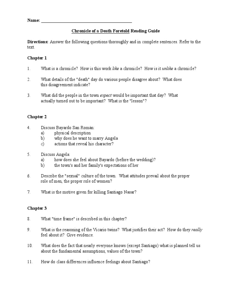 Chronicles of A Death Foretold SG v1 | PDF | History | General Fiction