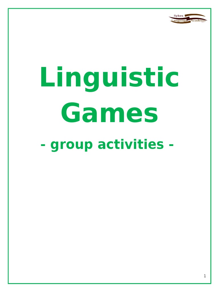 Linguistic Games - Group Activities - Cover and Contents | PDF ...