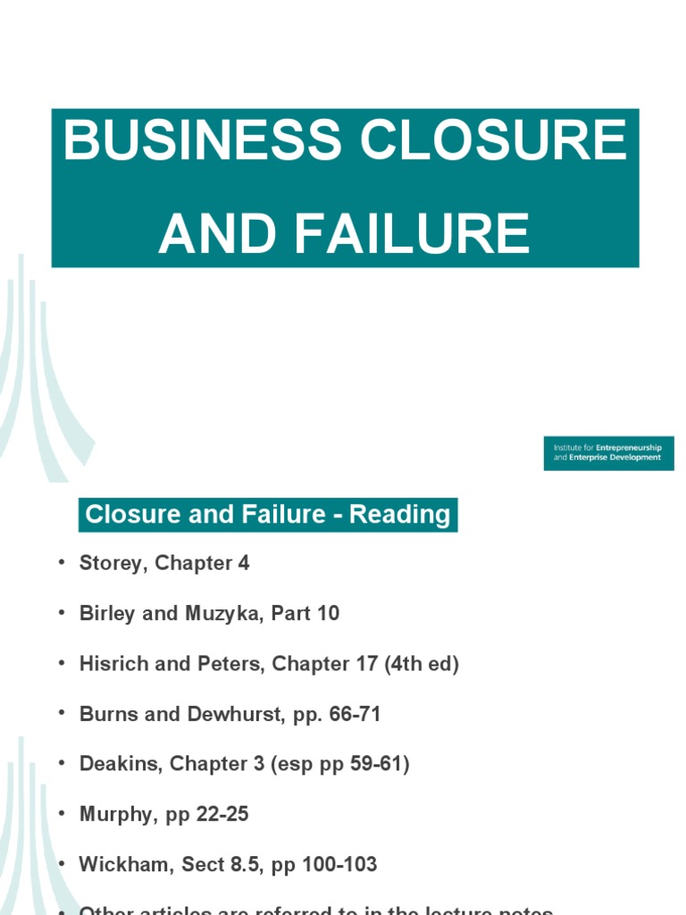 Business Closure and Failure | PDF | Entrepreneurship | Liquidation