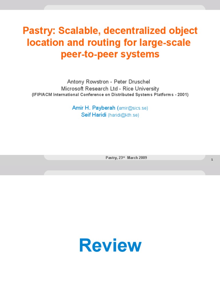 Pastry - Slides | PDF | Networks | Areas Of Computer Science