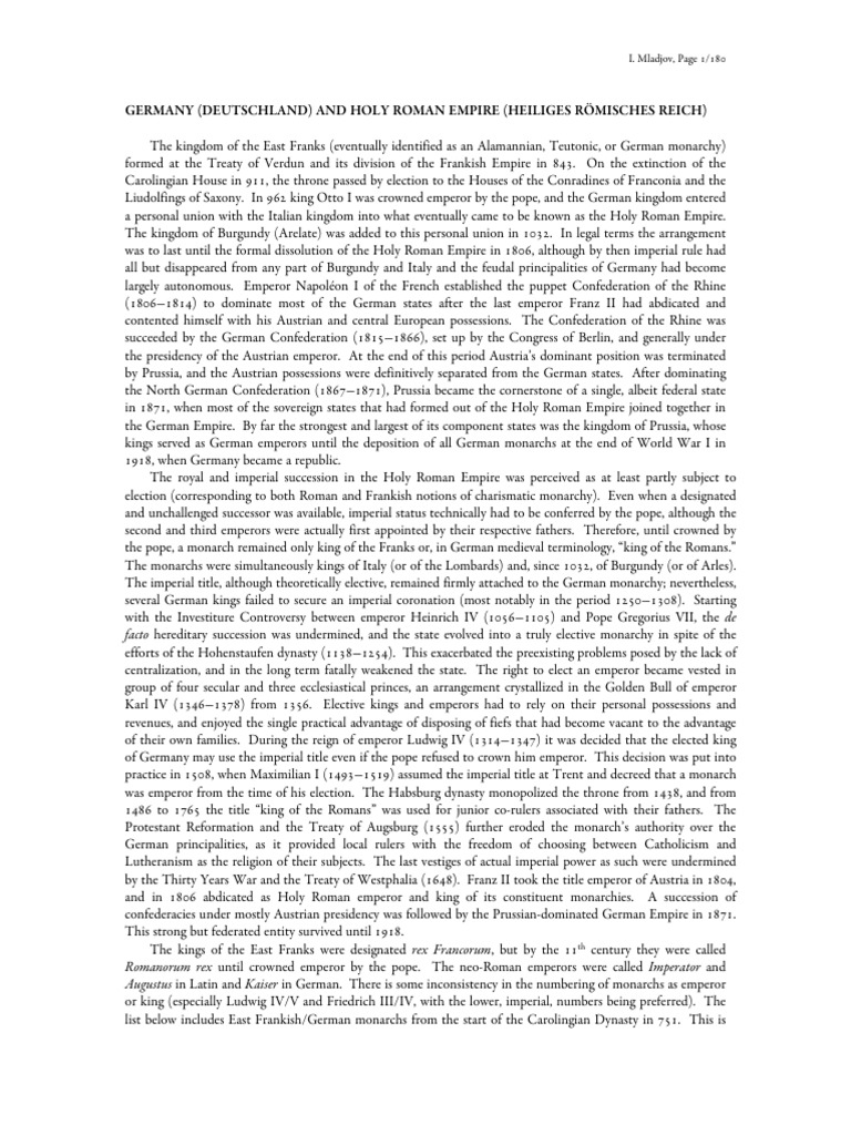 Rulers of Germany | PDF | Holy Roman Empire | Monarchy